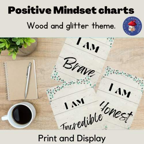 Growth Mindset Posters Affirmations - Wood and Glitter Theme Classroom ...