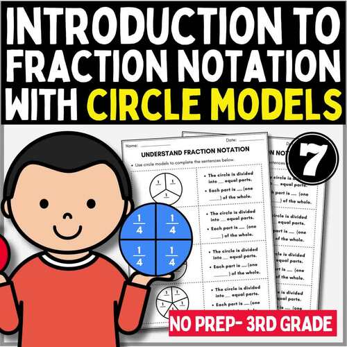 ️ No Prep 3rd grade Circle models manipulatives worksheet Fractions 3 ...