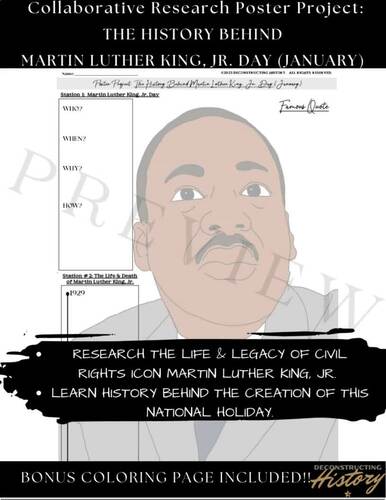 Martin Luther King, Jr. Day - Poster Project by Deconstructing History