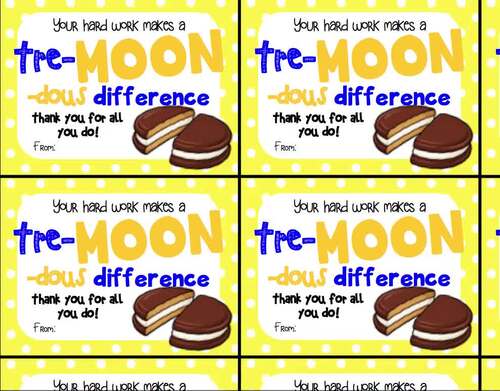 Staff Appreciation Gift Tags | Moon Pie Thank You Notes for Teachers ...