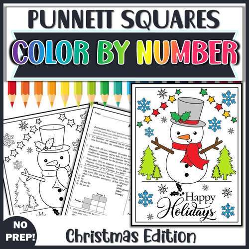 Christmas Punnett Squares Color by Number | Holiday Biology Science ...
