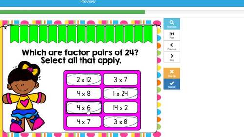4th Grade Math Test Prep | Factors and Multiples Digital Boom Cards