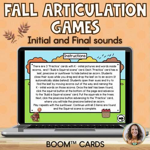 Fall Articulation R Sound Speech Therapy Boom Cards™ by Cytryn Speech