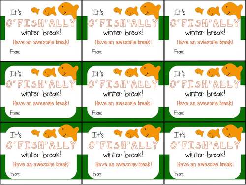 Cute Goldfish Gift Tag for Winter (Holiday) Break | TPT