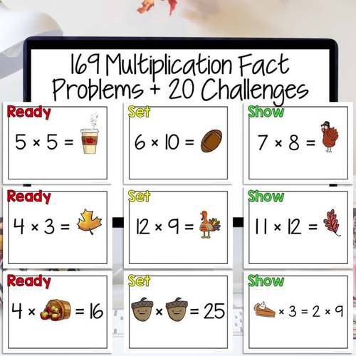 Thanksgiving Multiplication | November Math Games | Thanksgiving Math ...