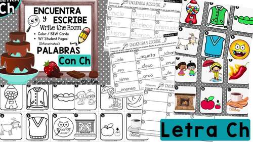 Spanish Write the Room Letter Ch | Bilingual Kindergarten Literacy Center