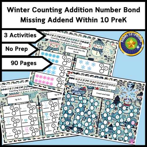 Winter Counting Addition Number Bond Missing Addend Within 10 PreK