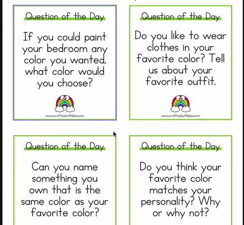 100 Question Of The Day Task Cards First Grade | Morning Meeting | ESL