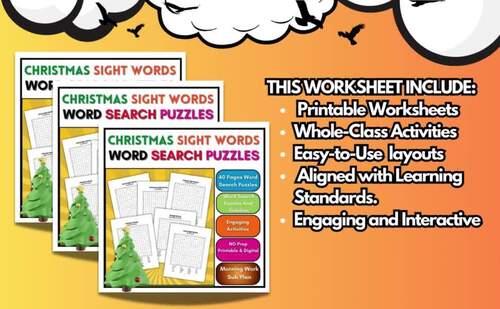 Easy Christmas Sight Word Word Search Activities 4th,5th,6th,7th,8th ...