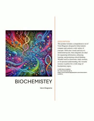 Compare and Contrast Biochemistry Topics - A&P Graphic Organizers