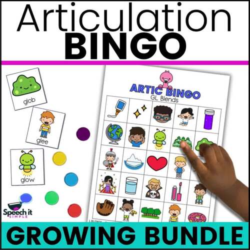 Articulation BINGO for Speech Therapy - GROWING BUNDLE - No Prep Artic