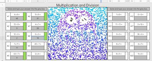 Digital Math Pixel Art 3rd Grade Fluency Number Sense Multiplication ...