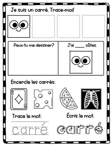 French Kindergarten SHAPES Workbook - Learning Pages - LES FORMES