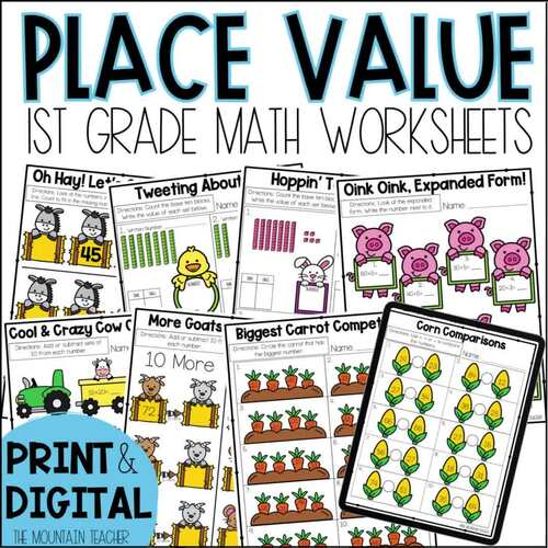 Place Value Worksheets and Activities - 1st Grade Math Unit for Tens ...