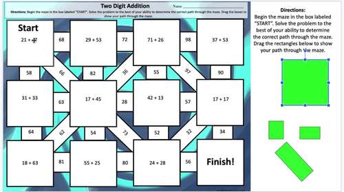 2 Digit Addition and 2 Digit Subtraction with Regrouping Maze Activities