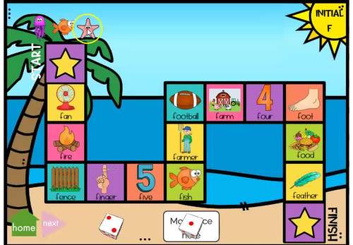 Summer Themed Articulation Boom Card™ Board Games: F Sound Pictures