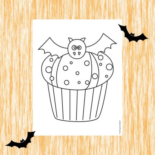 Halloween Cupcake Coloring Pages - Halloween Party Activity - Fine ...