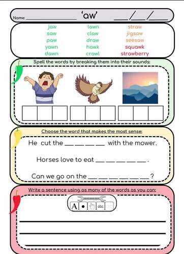 Set 2 & 3 Phonics Term Pack - ew, aw, oi, er, ff, ll, ss, zz - RWI aligned