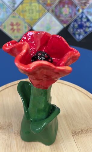 CLAY Poppy Flower Sculpture Art Project Ceramics Lesson for Earth Day ...