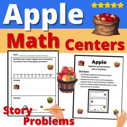 Apple Addition Subtraction Math Story Problems Classroom Centers by ...