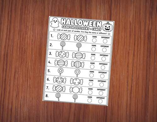 Halloween Same vs Different Worksheets | 10 Preschool & Kindergarten ...