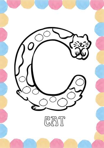 Alphabet Coloring Pages Worksheet in Monochrome Simple Style by WeLoveKids