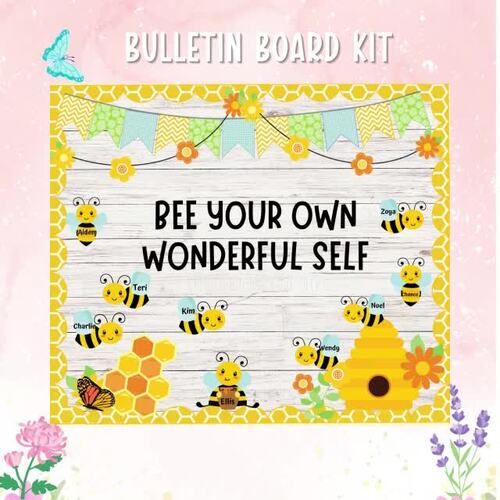 Bee Theme Spring Bulletin Board Kit April May Classroom Decor Editable