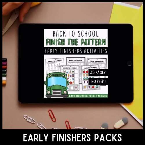 Back to School Finish The Pattern Kindergarten-1st Grade Activity Worksheet