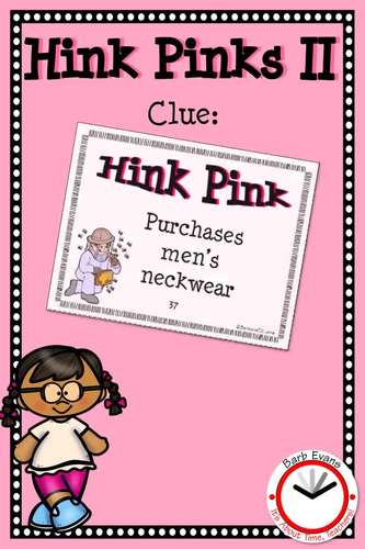 HINK PINK PUZZLES Set II Word Riddles Task Cards Vocabulary Development ...