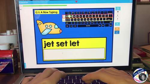 Beginning Typing Practice: Top and Middle Row Words (Q & A Row) BOOM CARDS