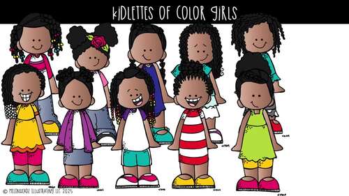 Kidlettes Of Color clip art, Girls clip art, African American COLORED ...