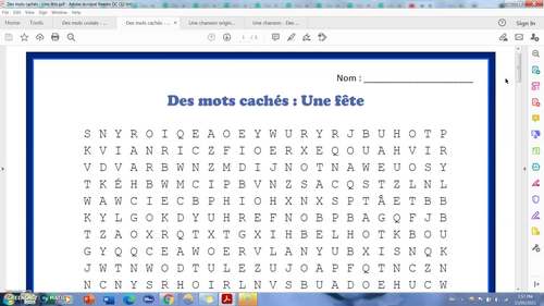 Des mots cachés: Une fête (Party vocabulary-themed word search) | TPT