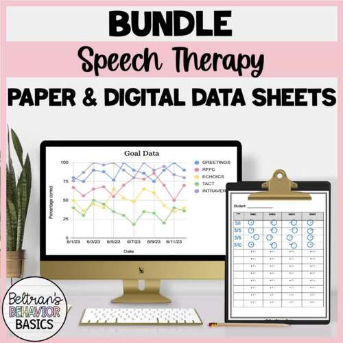 BUNDLE Speech Therapy Paper and Digital Data Sheets for IEP Goals with ...