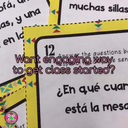 Spanish Rooms and Furniture Bellringer Task Cards by LA SECUNDARIA