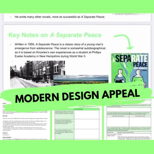 A Separate Peace | Literature Bundle (Slides, Essay, Guides, + Worksheets)