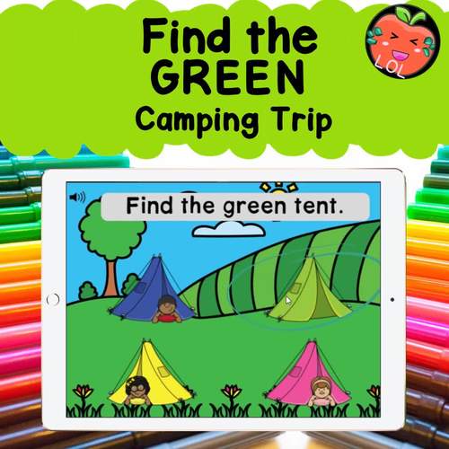Find the GREEN Color Recognition | BOOM CARDS with audio | Camping Trip