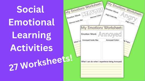 SEL, Counseling Worksheets-Emotion, Feeling Identification/Expression ...