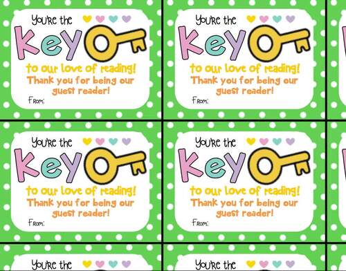 Keychain Guest Reader Appreciation Gift Tag- You're the Key to our love ...