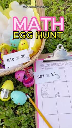 easter egg hunt math activity & game multiplying two digit by two digit ...