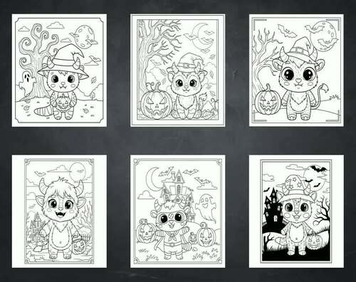 Cute Halloween Animal Coloring Pages | Fun Spooky Animals for Kids