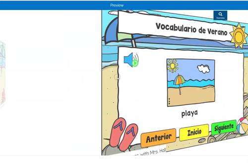 Summer vocabulary in Spanish- Vocabulario del verano - BOOM CARDS