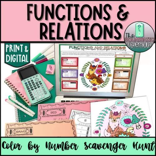 Functions & Relations Color by Number Scavenger Hunt Activity - Print ...