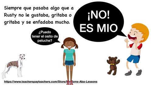 Rusty Stays Calm While Taking Turns Behavior Story in Spanish | TPT