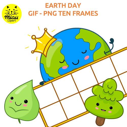 Earth Day Ten Frames Clipart | Nature | Counting | Math | GIF PNG