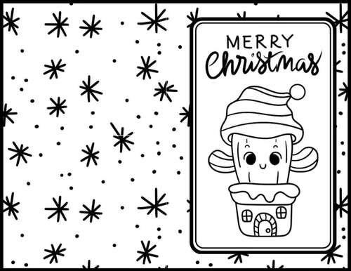 Christmas Coloring Cards Craft, Holiday Activities, Printable Greeting ...