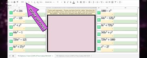 PIXEL ART: Factor Sum & Difference of Two Cubes NO GCF DISTANCE LEARNING