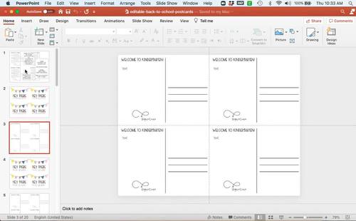 Editable Back to School Postcards to Students {COLOR BUNTING} | TPT