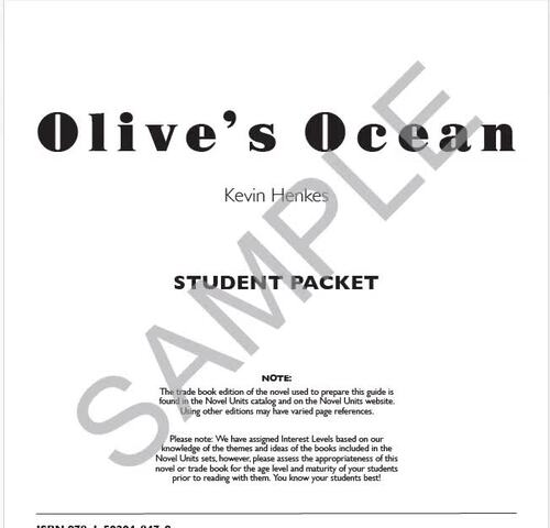 Olive's Ocean Novel Units® Student Packet Novel Study | TPT