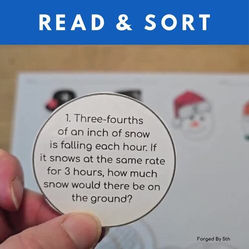 5th Grade Fraction Operations Practice - Snowman/Winter Math Activity