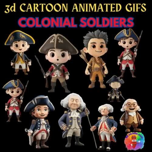 3d Cartoon COLONIAL SOLDIERS - Animated GIFs for COMMERCIAL USE | TPT